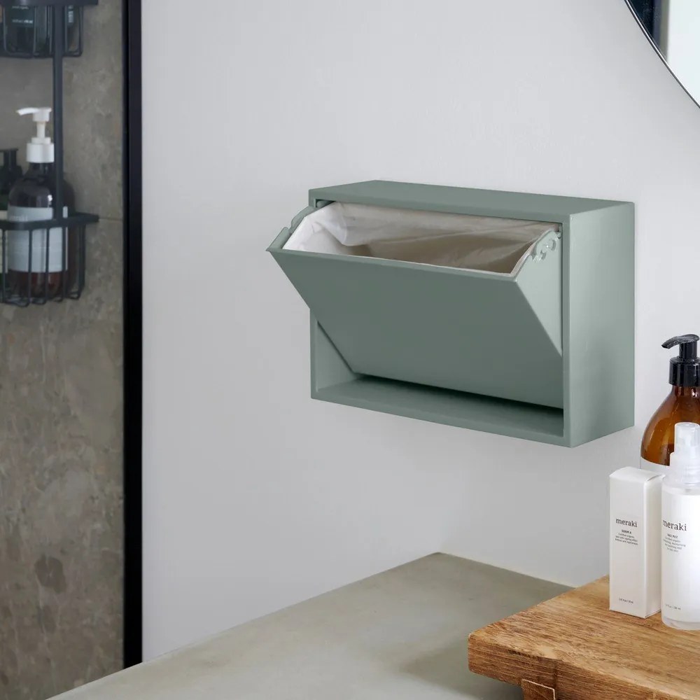 Šedomodrý nástěnný odpadkový koš z recyklovaného plastu Mini Box – ReCollector
