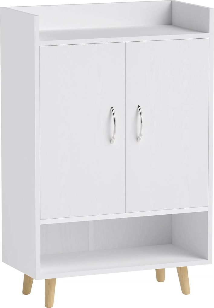 HOMCOM Botník s Úzkým Designem a 4 Přihrádkami pro 12 Párů Bot, Vstupní Prostor 60 x 30 x 92 cm, Bílý | Aosom