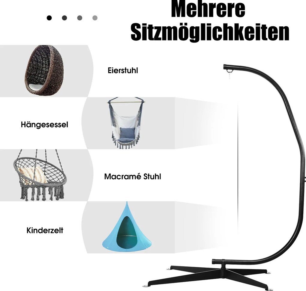 Costway 150 kg rám závěsného křesla rám závěsný rám křesla XXL 207 cm závěsný