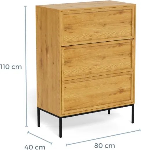 Komoda Palmdale 80 cm dub divoký/černý