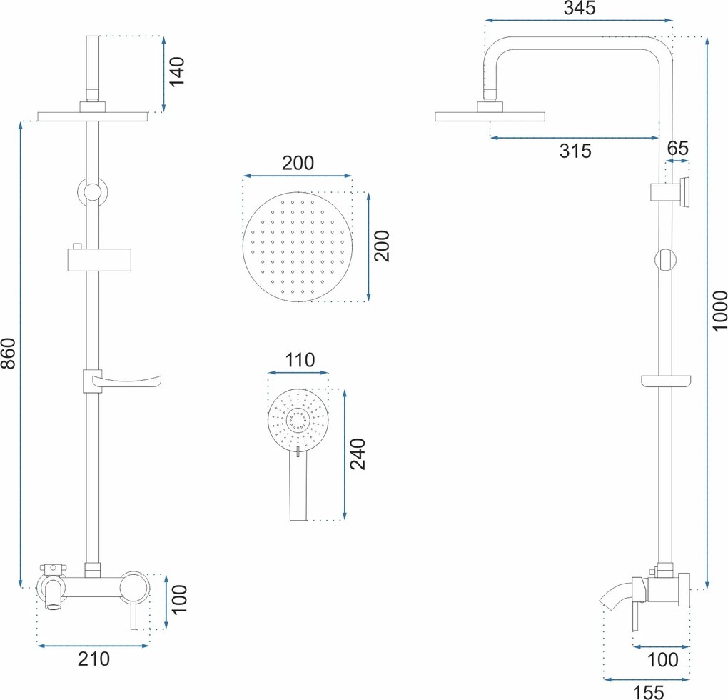 Rea Luis - sprchový set s vanovým výtokem, chrom, REA-P7007