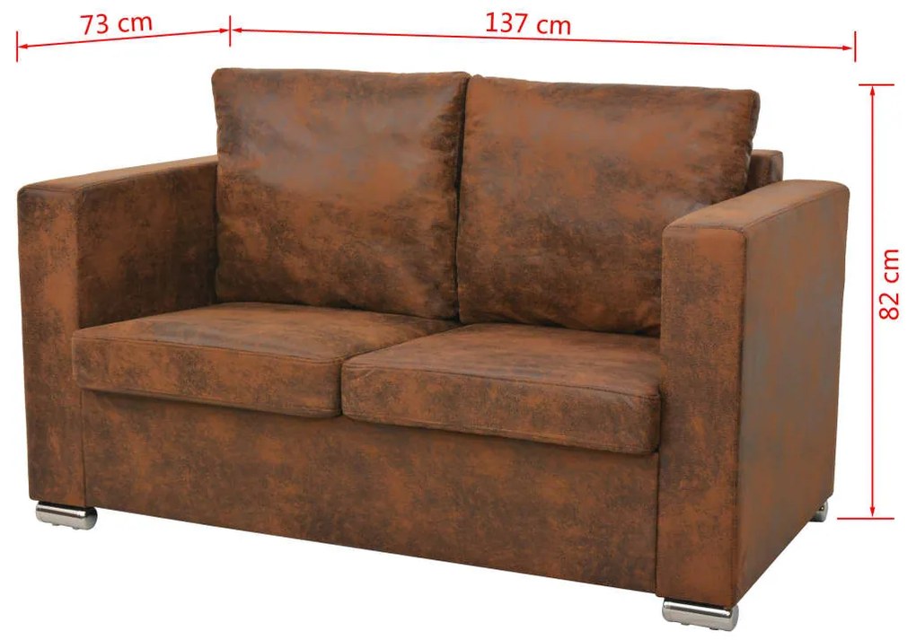 vidaXL Marketos Dvoumístná sedačka 137 x 73 x 82 cm umělý semiš