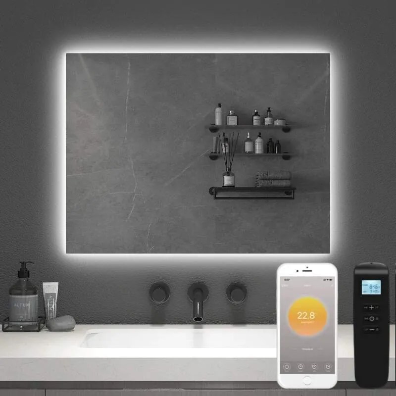 ByeCold | Zrcadlový infrapanel | LED světlo | 450W | 80x60 cm | WiFi termostat | Dálkový ovladač | Výhřevnost 8m² | IGT2-G0806M-LH