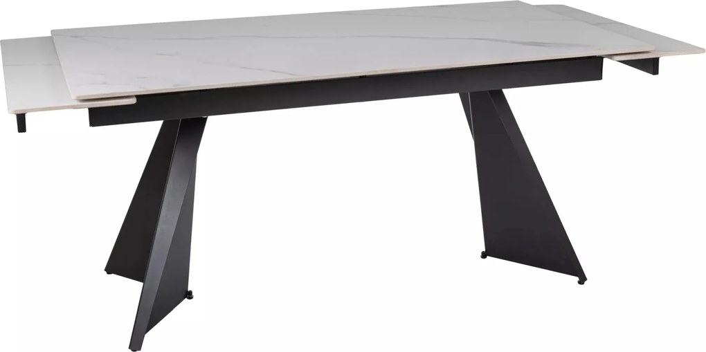 Jídelní rozkládací stůl Laconi 160/220 cm keramika bílý mramor/černý