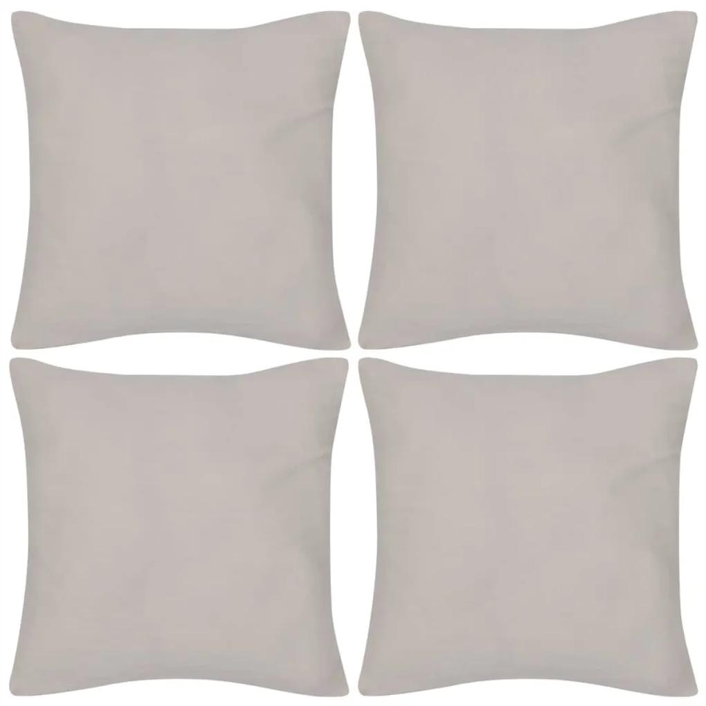 130912 vidaXL 130912 4 Beige Cushion Covers Cotton 80 x 80 cm