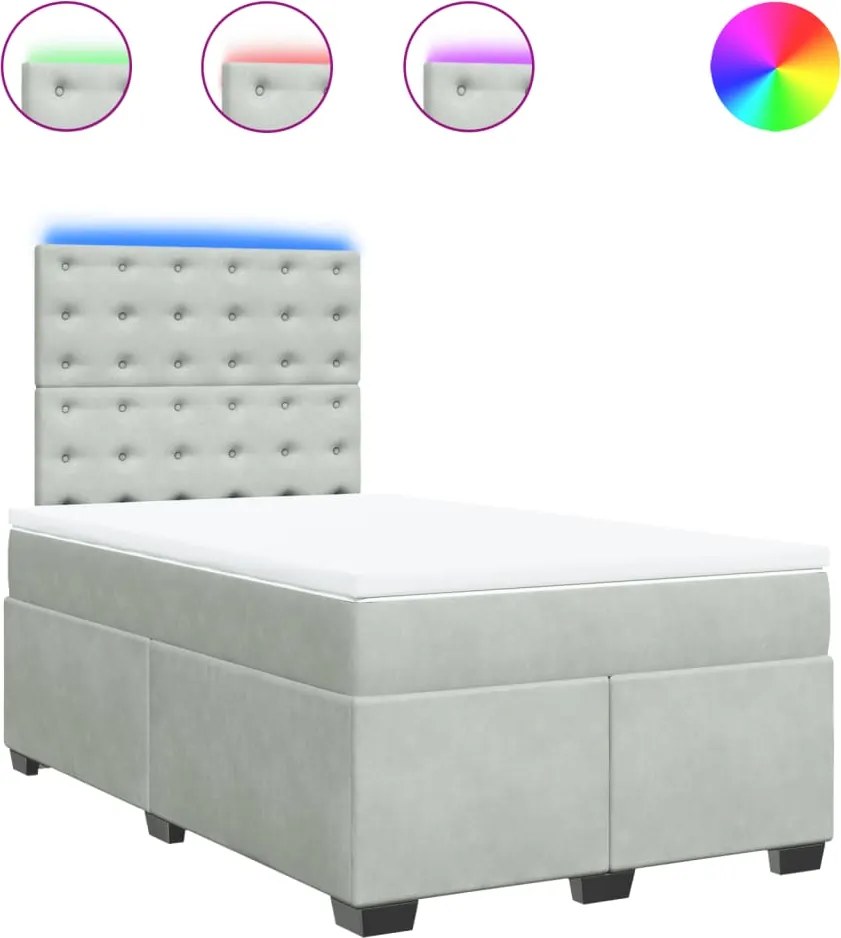 Box spring postel s matrací světle šedá 120 x 200 cm samet 3293194