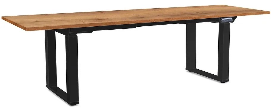 Výškově nastavitelný stůl OfficeTech Strong 240 x 80 cm, černá podnož, dub zlatý