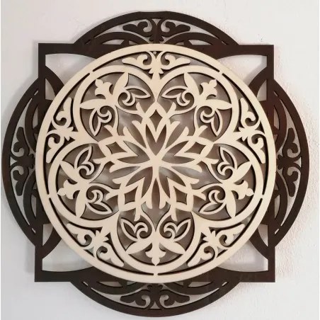 Dřevěný dekorativní obrázek s elegantním vzorem - mandala I SENTOP PR0304