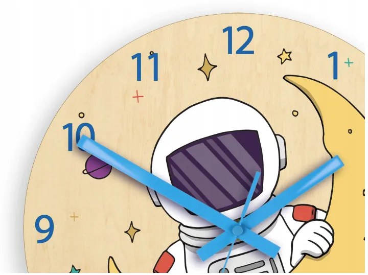 M.Clock Dětské nástěnné hodiny astronaut 30x30cm hnědé