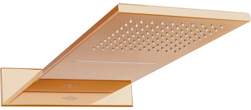 Mexen Waterfall sprchová nerezová hlavice Slim 50 x 22 cm, růžovo-zlatá, 79190-60