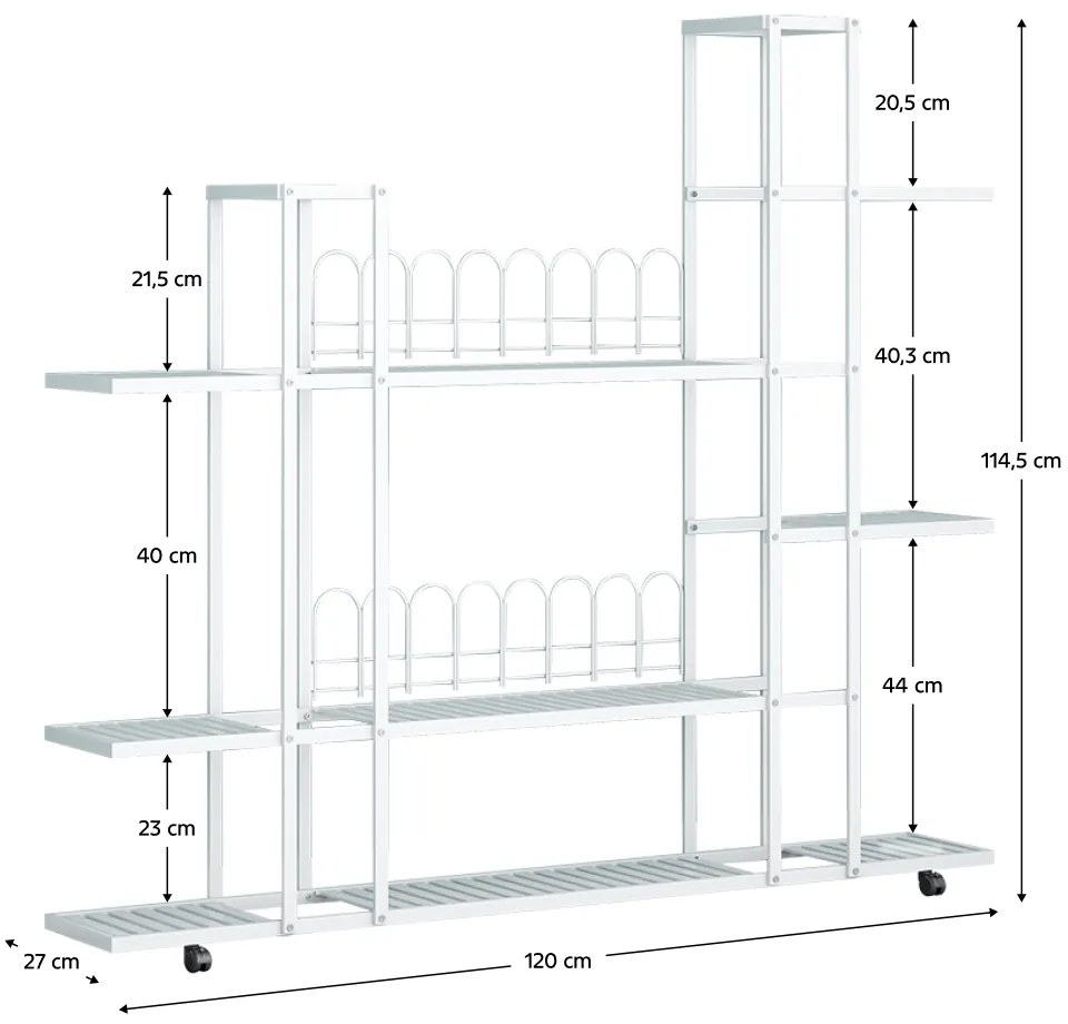Kondela Kovový stojan na květiny, bílá, LASKIA