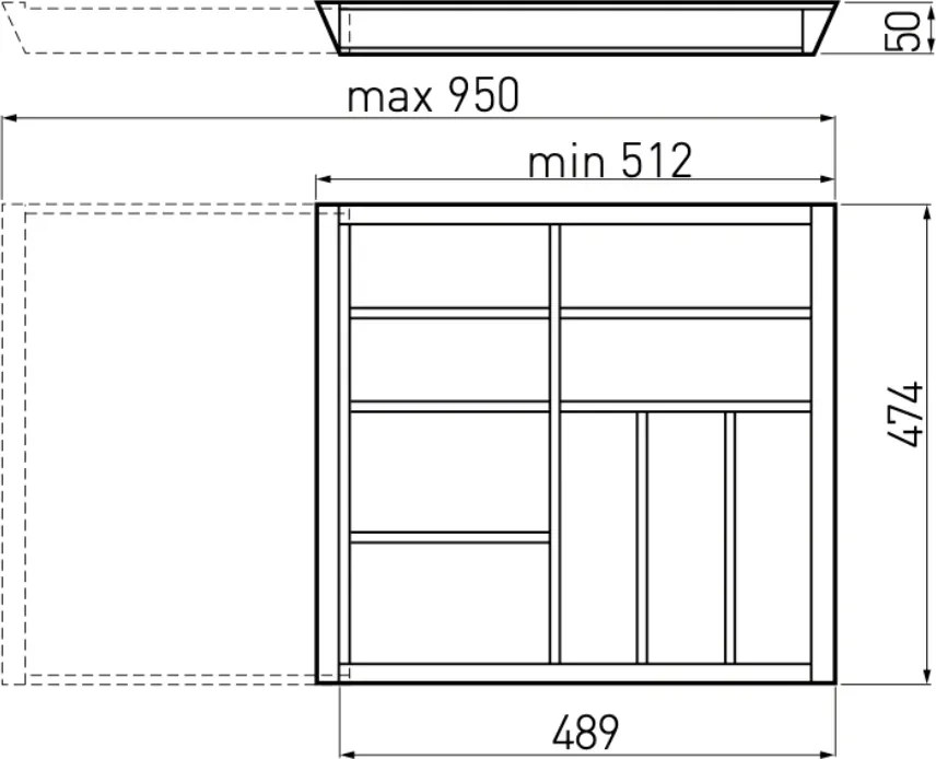 IN-DURO Příborník dřevěný REGUL nastavitelná šířka (51,2 - 95 cm), hloubka 47 cm, buk
