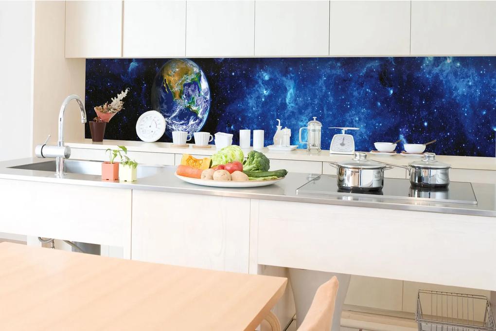DIMEX | Fototapeta do kuchyně Zeměkoule KI-350-230 | 350 x 60 cm | modrá, zelená, bílá