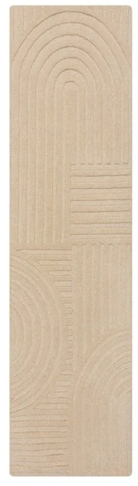 Béžový vlněný koberec běhoun 60x230 cm Zen Garden – Flair Rugs