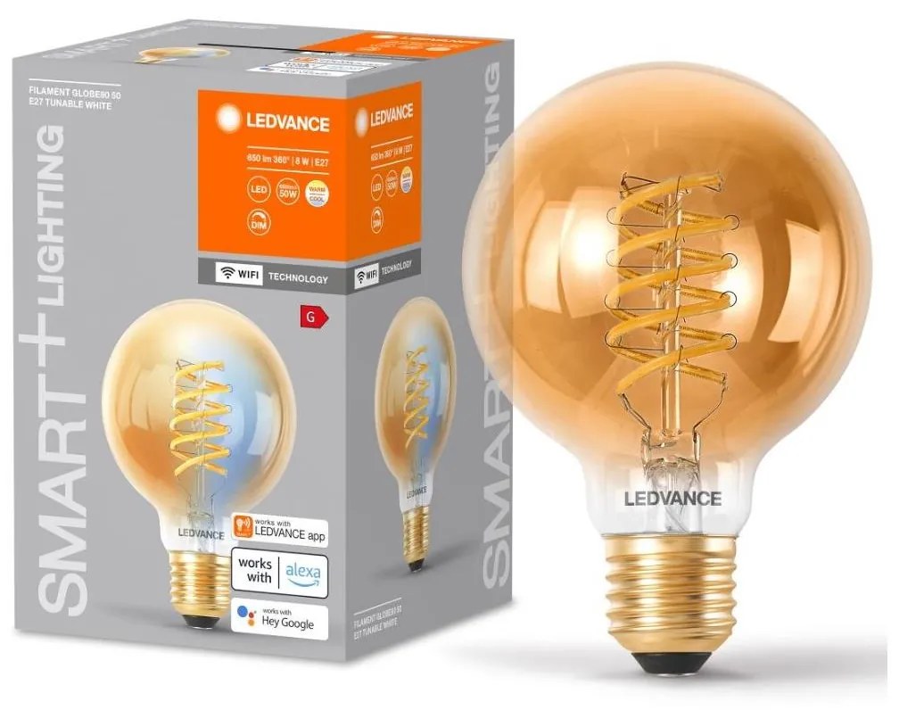 Ledvance LED Stmívatelná žárovka SMART+ GLOBE E27/8W/230V 2200-5000K Wi-Fi - Ledvance P225566