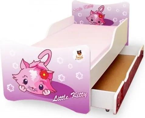 MAXMAX Dětská postel 200x80 cm se šuplíkem - LITTLE KITTY