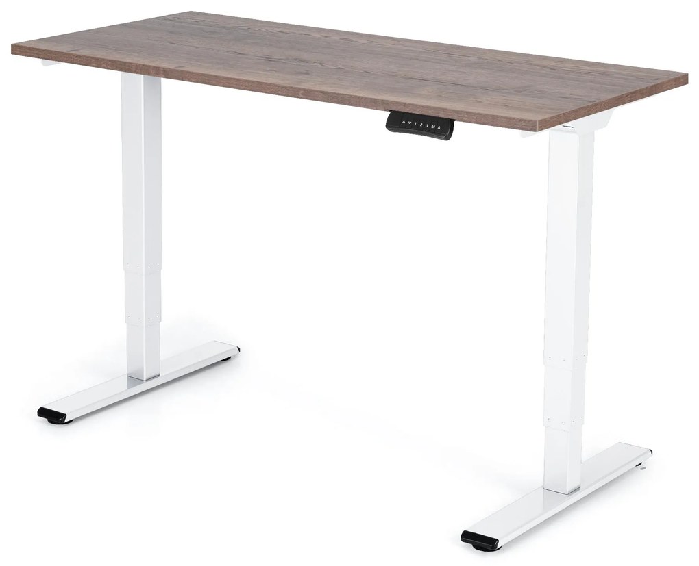 Výškově nastavitelný stůl Liftor 3segmentové nohy bílé,  deska 1380 x 650 x 25 mm dub halifax cínový