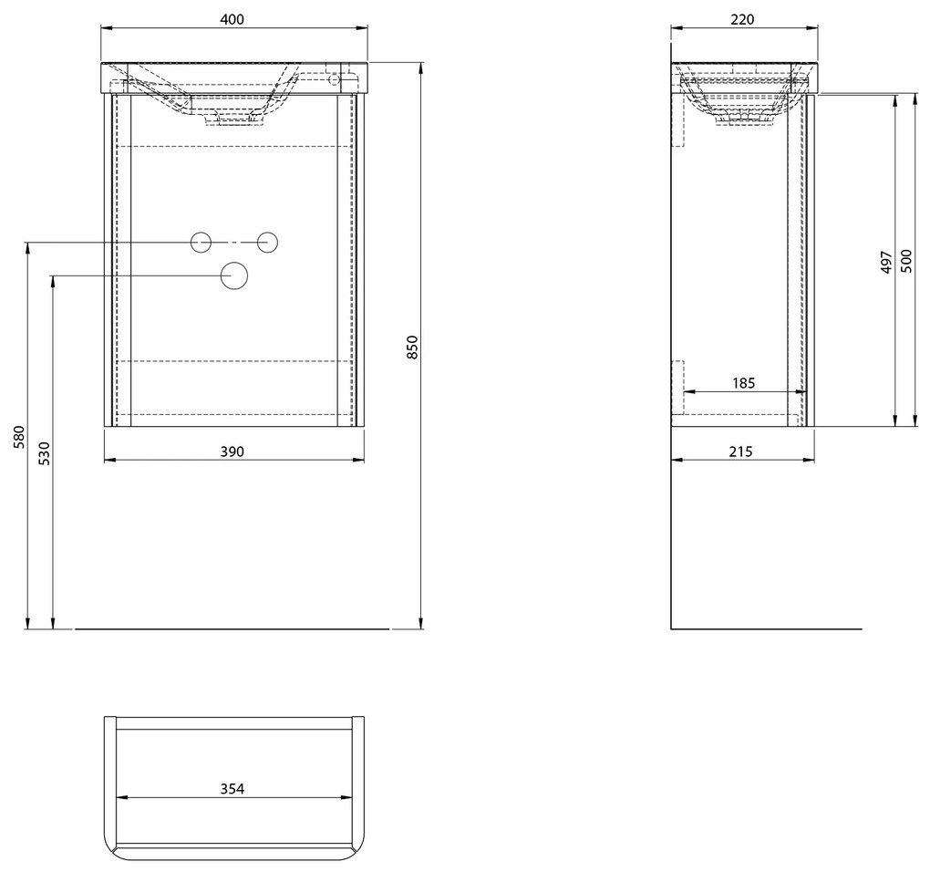 Sapho Zorba koupelnová skříňka pod umyvadlo 39 x 50 x 21,5 cm bílá LT113-3030