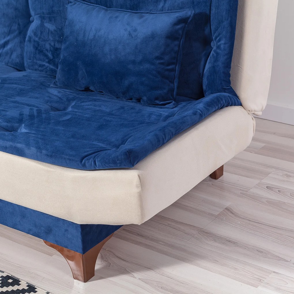 Atelier del Sofa 3-místná pohovka Kelebek - Dark Blue, Cream, Tmavá Modrá, Krémová