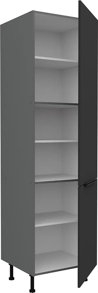 ARIA ab | vysoká skříňka 60 DK-215 2F potravinová s policemi | 60 cm | ANTI FINGERPRINT povrch | antracit/černá