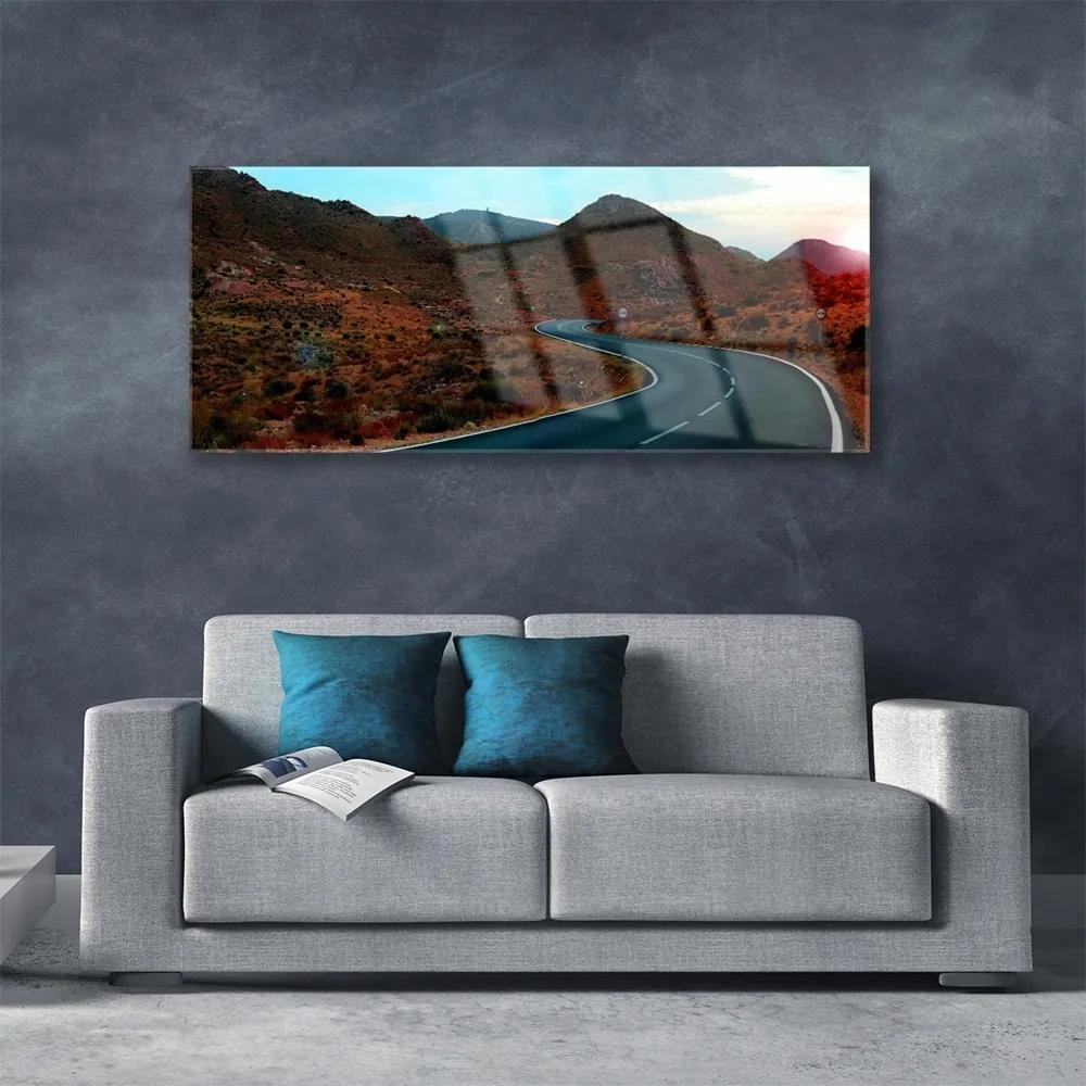 Plexisklo-obraz Cesta Hory Poušť 125x50 cm
