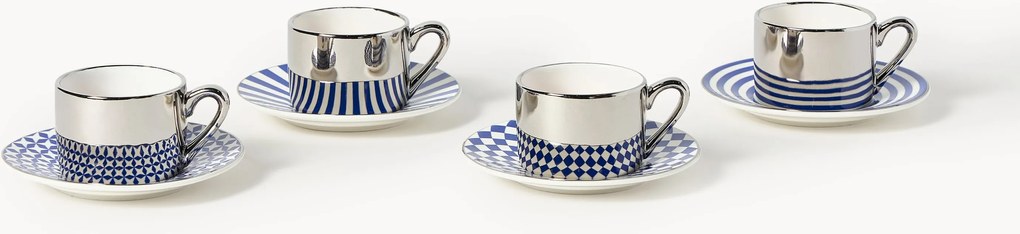 Sada ručně vyrobených šálků na espresso's podšálky Aunty, 4 díly