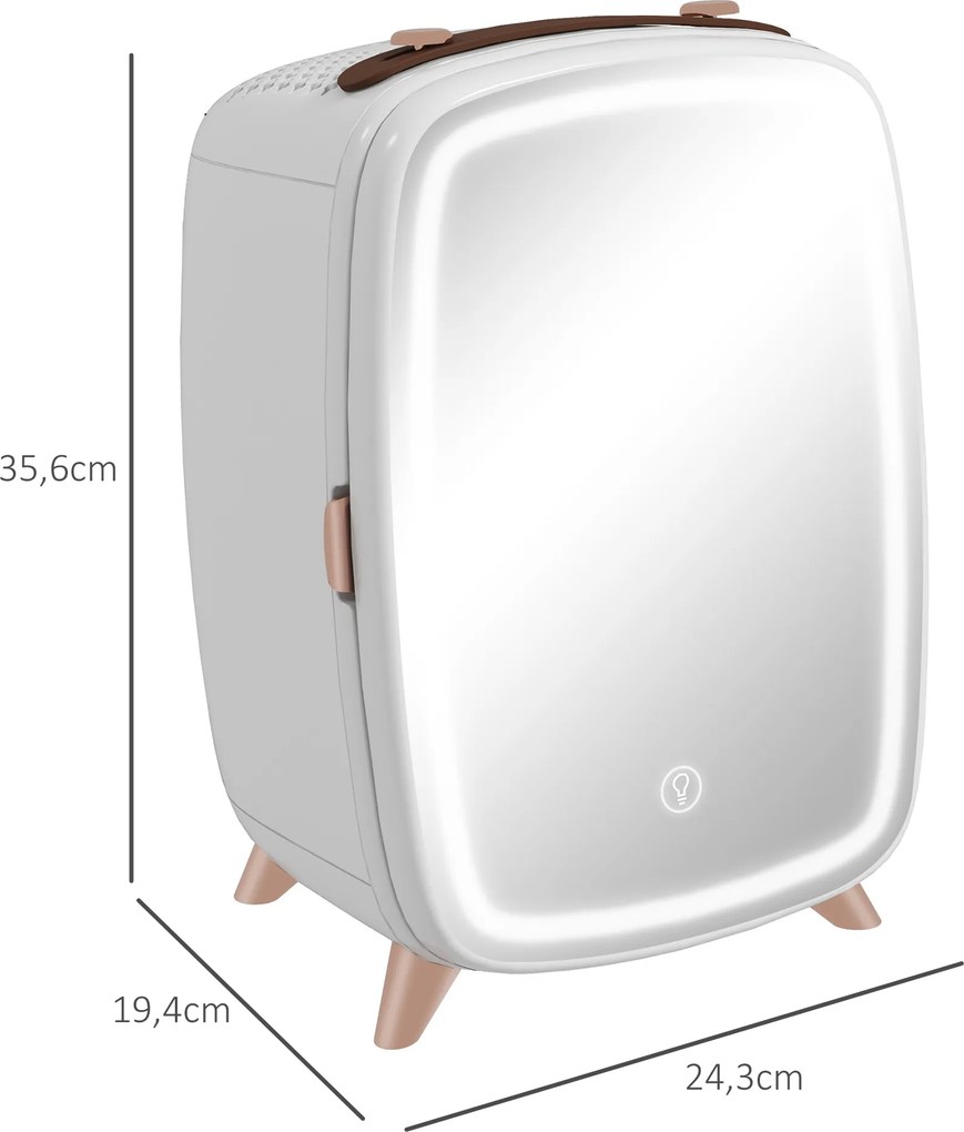 HOMCOM Mini lednička 6 l Malá kosmetická lednička s funkcí chlazení, přenosná kosmetická lednička na kosmetiku, nápoje, ovoce, bílá