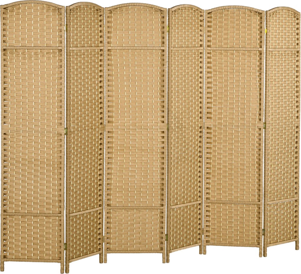 HOMCOM 6 Panelů 240 x 170 cm Bambusový Paravan Skládací Zábrana pro Ochranu Soukromí do Obývacího Pokoje Přirodní | Aosom