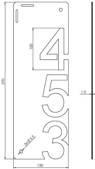 Domovní číslo tabulka lakovaná 4 Velikost: 15 x 42 cm (XL), Odstín: RAL 9005 - černá
