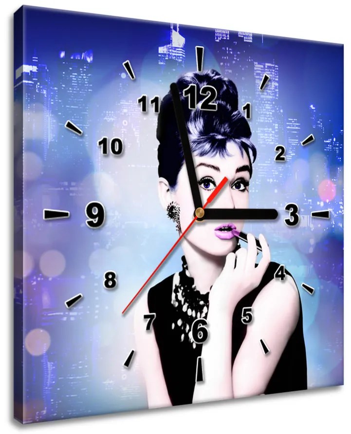 Gario Obraz s hodinami Audrey Hepburn - Jakub Banas Velikost: 30 x 30 cm