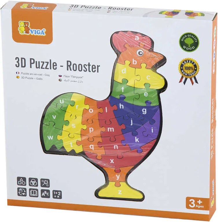 _Ostatní 1_ 3D puzzle skládačka naučná kohout s písmenky s abecedou 552442