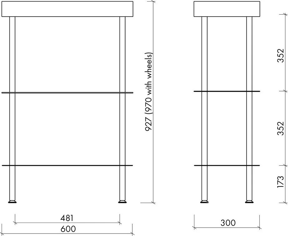 Černý kovový pojízdný regál 60x97x30 cm Nolle – noo.ma