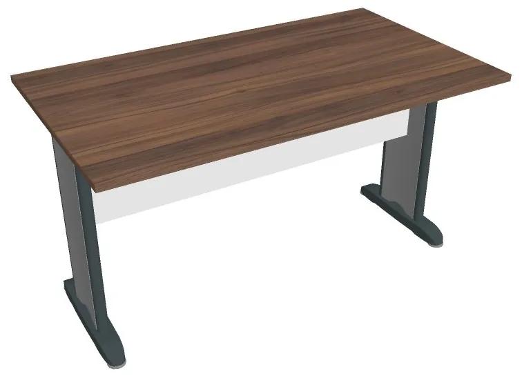 Stůl jednací rovný 140 cm - Hobis Cross CJ 1400 Dekor stolové desky: ořech, Dekor lamino podnože: bílá, Barva nohou: černá