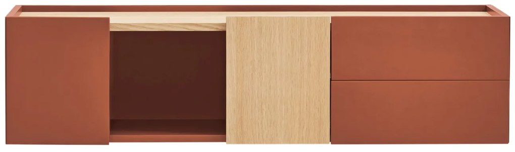 Cihlově červená dubová komoda Teulat Otto 110 x 35 cm