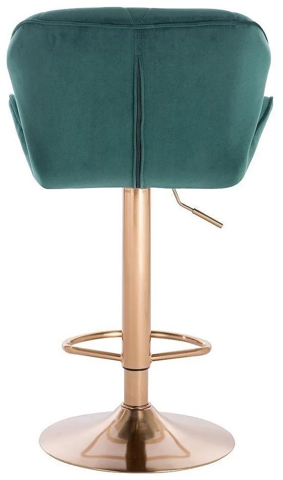 LuxuryForm DESIGN Barová židle MILANO VELUR na zlaté kulaté podstavě - zelená