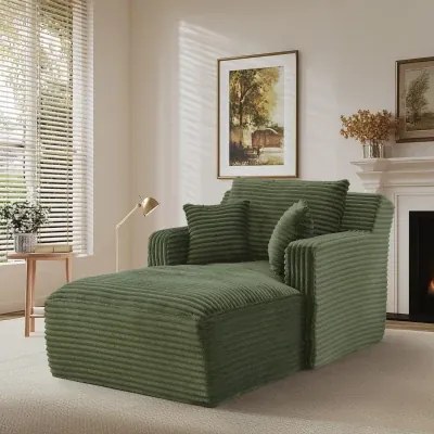 Aosom Moderní manšestrové lounge křeslo, pohodlná rozkládací pohovka/ležící křeslo, vhodné do obývacího pokoje a kanceláře, 100D x 166Š x 72V cm, zel…