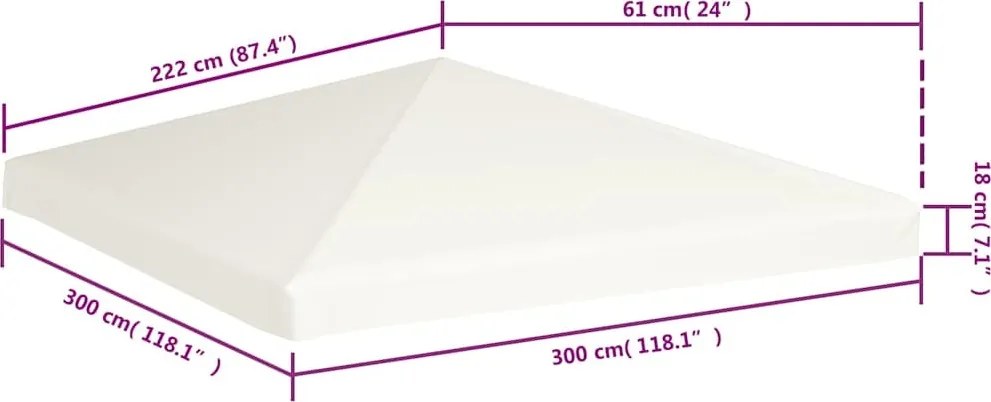 vidaXL Nepromokavá náhradní střecha na altán 310g/m² 3x3m [44782] Barva: Zelená