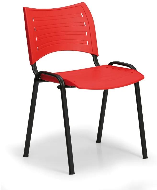 Plastová židle SMART - černé nohy, červená