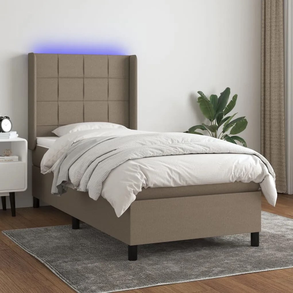Box spring postel s matrací a LED taupe 80 x 200 cm textil 3138273