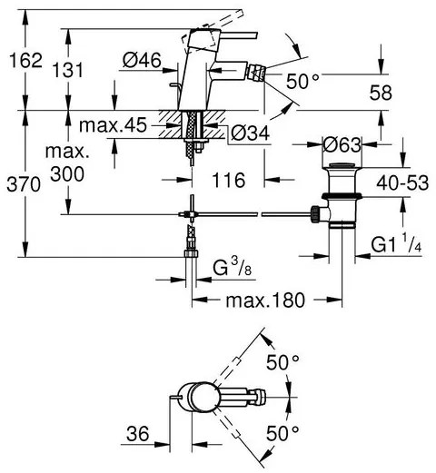 Grohe Concetto Baterie bidetová 32208001