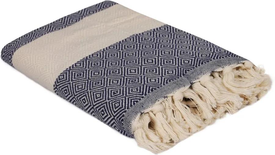 Modrý bavlněný ručník Elmas, 180 x 100 cm