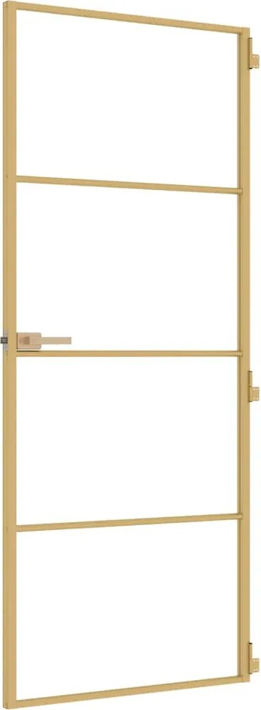 Interiérové dveře úzké zlaté 83x201,5 cm tvrzené sklo a hliník 155133