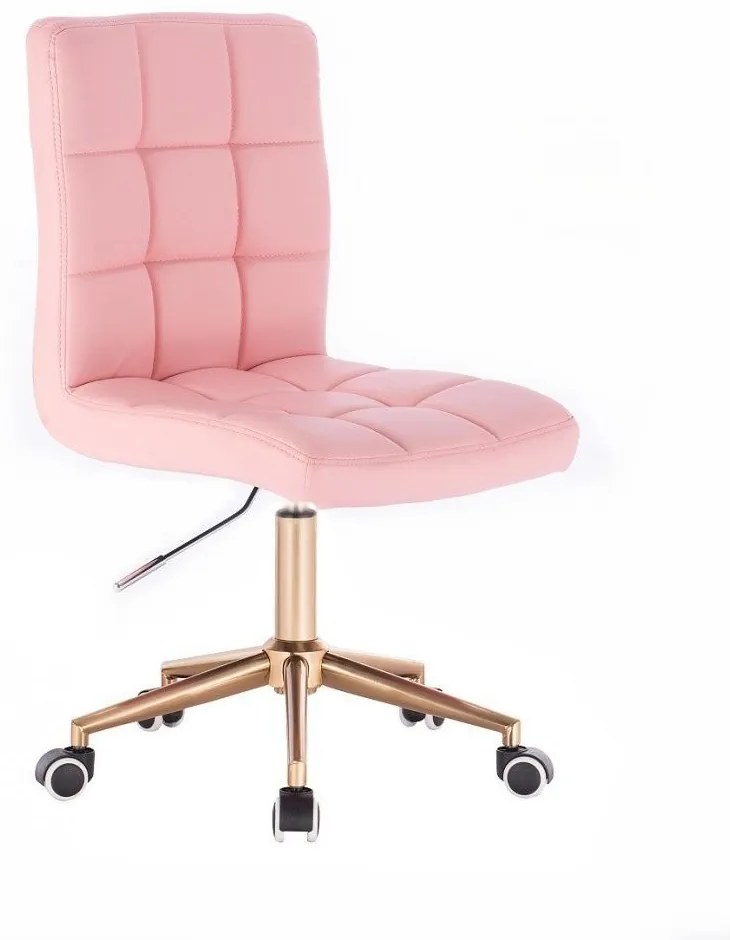 LuxuryForm DESIGN Otočná židle TOLEDO na zlaté podstavě s kolečky - růžová