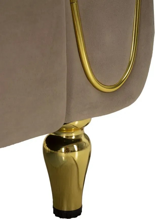 Dvoumístná pohovka Alma 155 cm taupe/zlatá