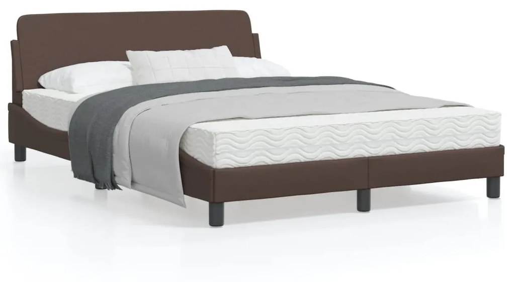 Rám postele s čelem hnědý 120x200 cm umělá kůže - Default Title