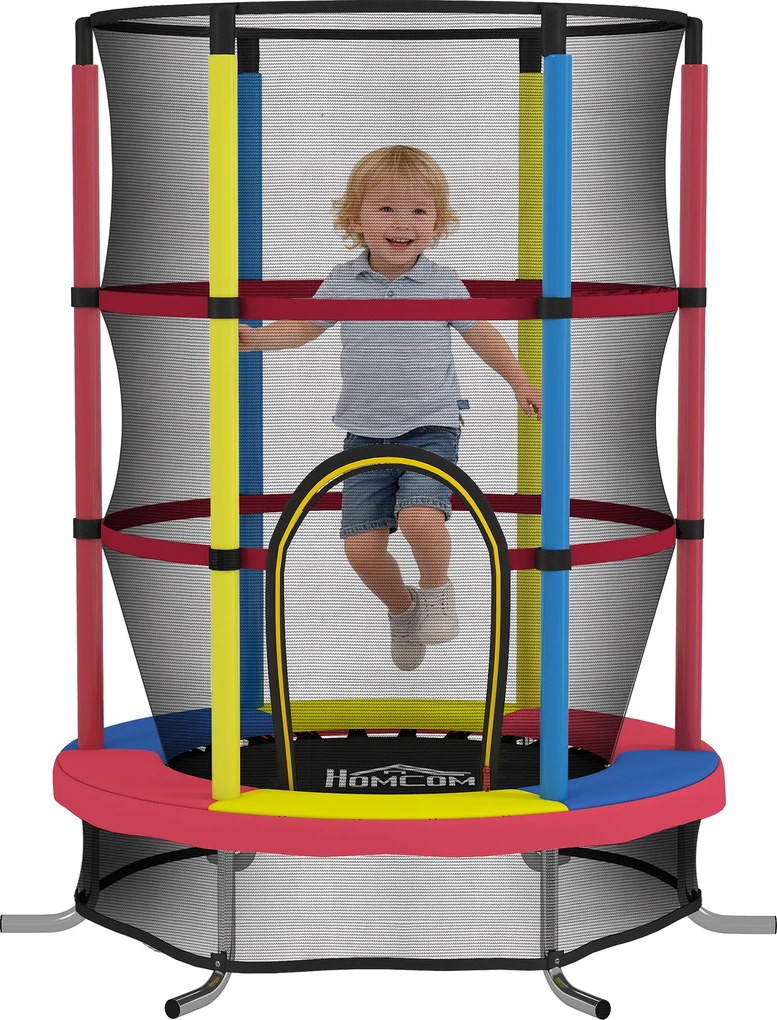HOMCOM dětská trampolína Ø160 cm Trampolína pro děti 3–6 let se sítí pro bezpečnost, nohy ve tvaru L, vícebarevná