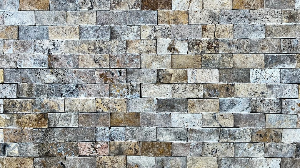 Kamenný obklad, Travertin scabos, mozaika 2,3x4,8 cm