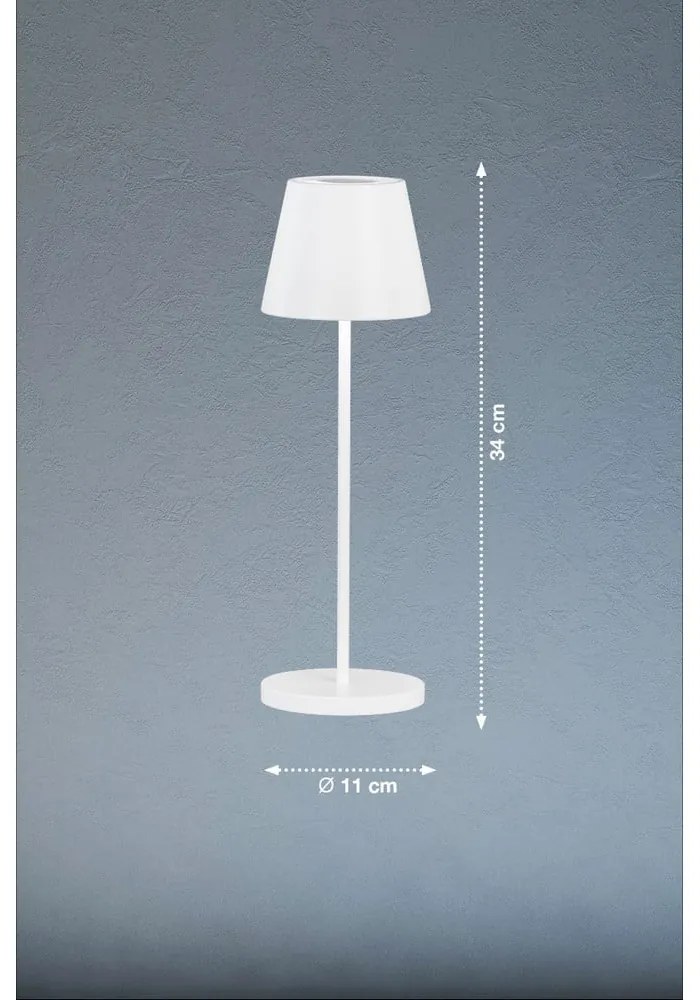 Bílá LED stmívatelná stolní lampa s kovovým stínidlem (výška 34 cm) Cosenza 2.0 – Fischer &amp; Honsel