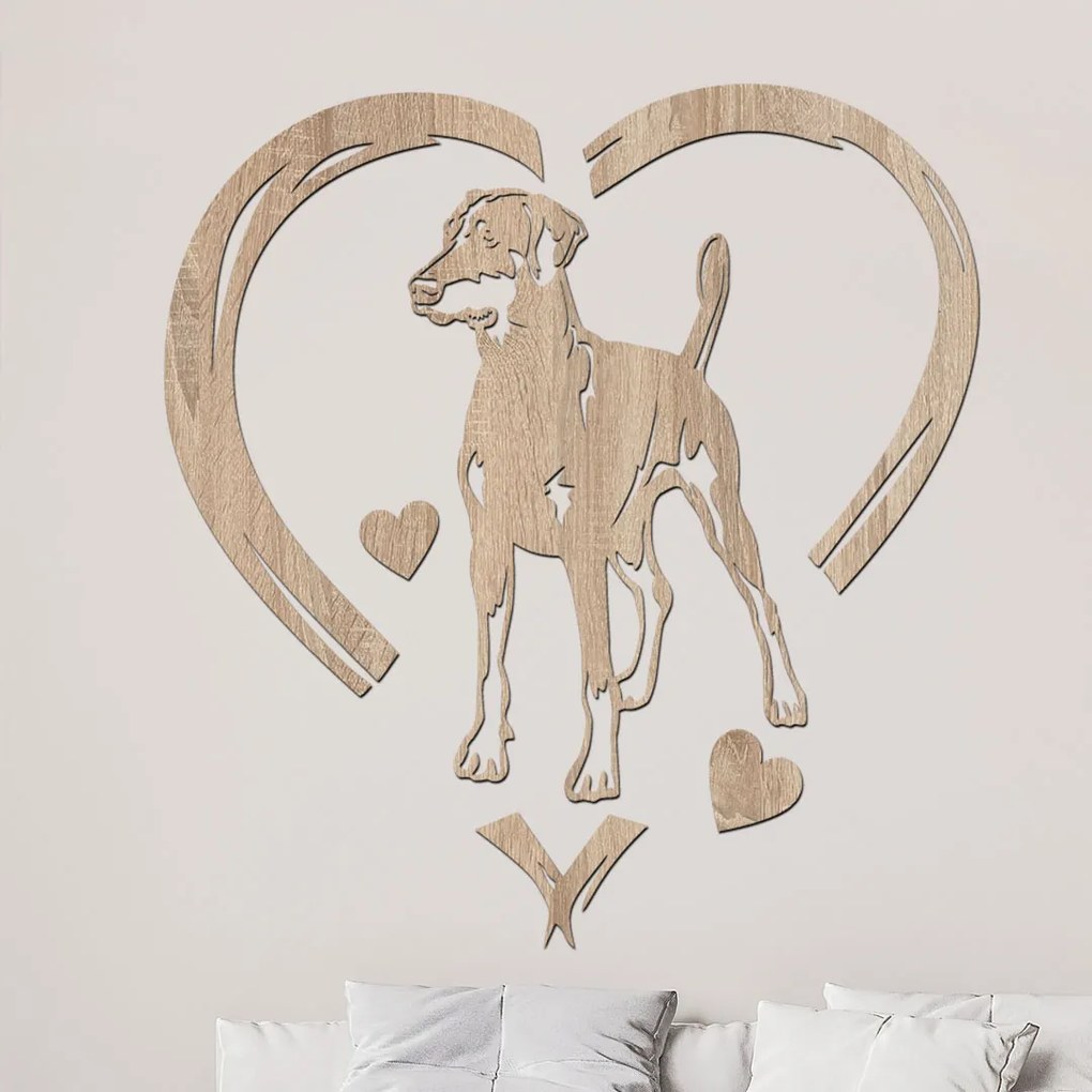 dřevo života Dřevěný obraz Nekupírovaného dobrmana v srdci Zvolte rozměr (cm): 37x40, Zvolte barvu dekoru: Černá