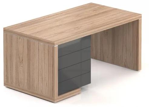 Stůl Lineart 160 x 85 cm + levý kontejner jilm světlý / antracit